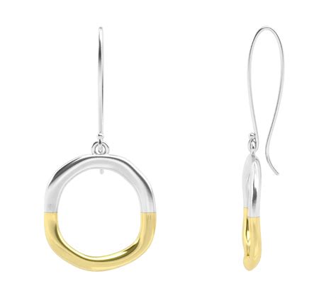 Or Paz Sterling Silver Two Tone Open Circle Dangle Earrings