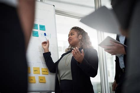 Woman Whiteboard And Workflow Strategy For Planning Budget And Project Management In Office