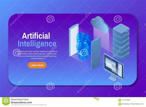 Artificial Intelligence Isometric Vector Illustration Stock Vector