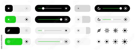 Brightness Level Icon Set Screen Brightness Settings Interface Element