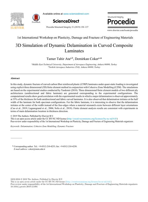 Pdf 3d Simulation Of Dynamic Delamination In Curved Composite Laminates