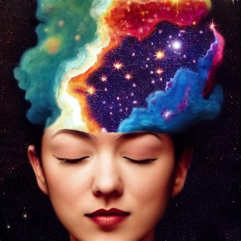 Premium Photo Psychedelic Woman Surreal Portrait Astral Projection To