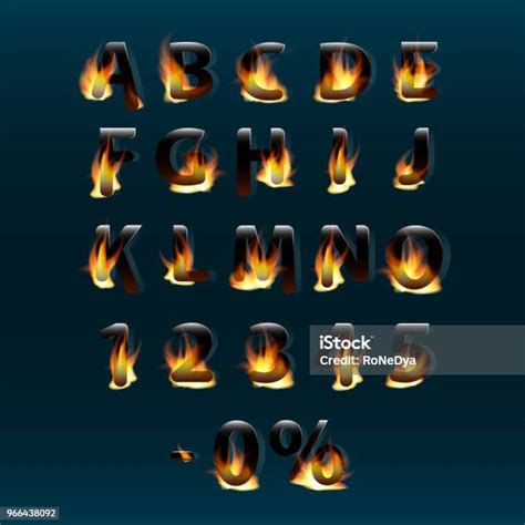 뜨거운 편지 고 숫자에 불입니다 Alphabetfire 불타는 벡터 폰트입니다 제 1 부 불에 대한 스톡 벡터 아트 및 기타