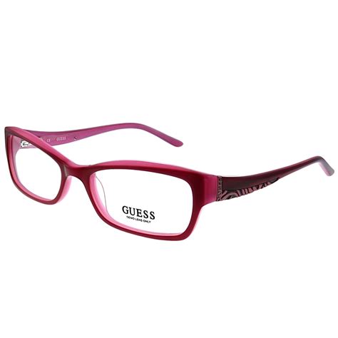 Guess Gu 2261 Plastic Womens Rectangle Eyeglasses Burgundy 51mm Adult