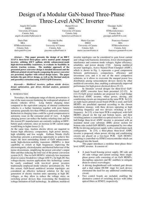 pdf design of a modular gan based three phase three level anpc inverter