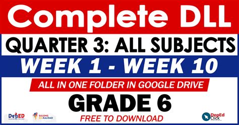 Grade 6 Complete Daily Lesson Log Quarter 3 Weeks 1 10 Free To