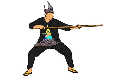 Icon Pattern Man Practice Malay Martial Art With Rattan Stick 22583679 Png