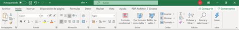 El menú de opciones y la cinta de herramientas de Excel 2019 Buscar