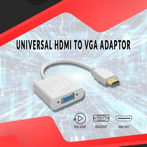 Universal Hdmi To Vga Adaptor White Shopee Philippines