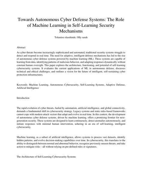 Pdf Towards Autonomous Cyber Defense Systems The Role Of Machine