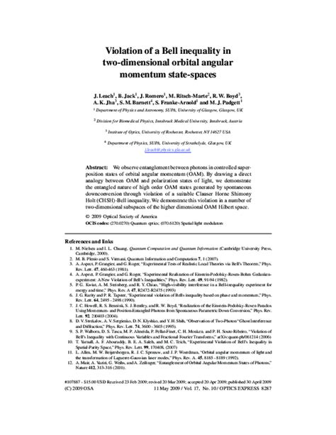 Pdf Orbital Angular Momentum Of Light And The Transformation Of