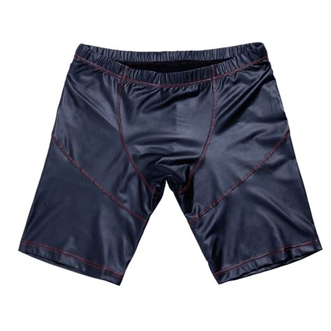 Herren Boxershorts Wetlook Kunstleder Shorts Kurz Hose Pants Badehose