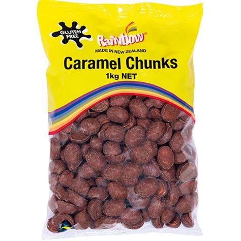 Rainbow Confectionery Caramel Chunks 1kg Bulk Bag Tempting Treats