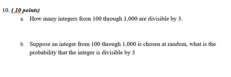 SOLVED 10 10 Points How Many Integers From 100 Through 1 000 Are