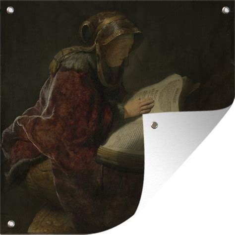 Tuin Poster Oude Lezende Vrouw Profetes Hanna Rembrandt Van Rijn