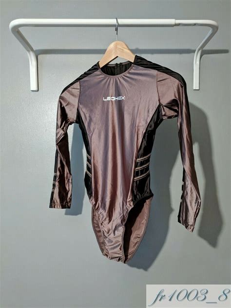Leohex Womens Glossy Shiny Long Sleeve Sexy Leotard Swimsuit Swimwear