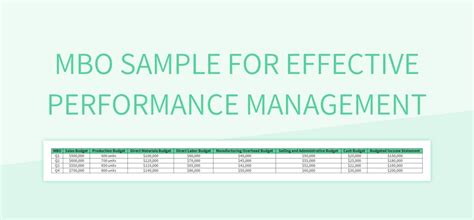 Mbo Sample For Effective Performance Management Excel Template And