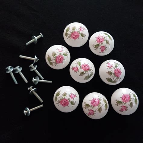 Vintage Porcelain Kitchen Cabinet Knob Sets Of 4 White Porcelain With