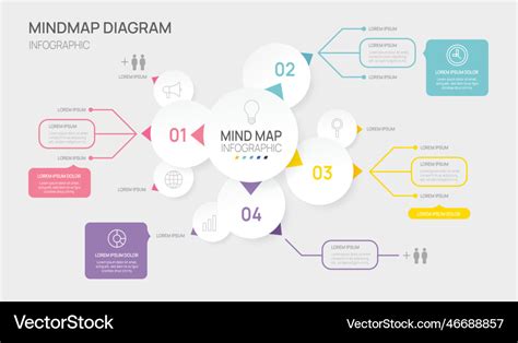 Infographic Mindmap Template For Business 4 Steps Vector Image