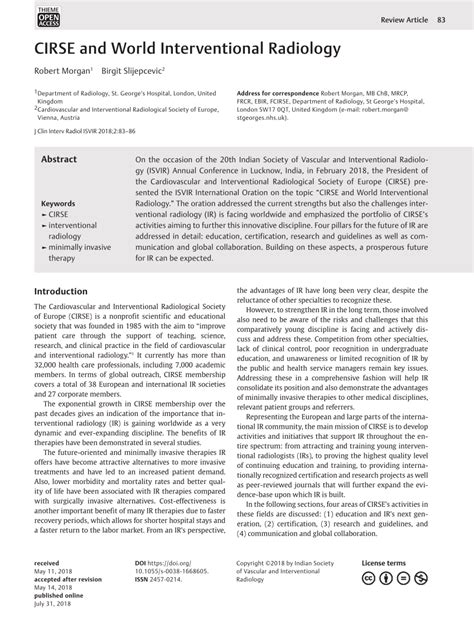 Pdf Cirse And World Interventional Radiology