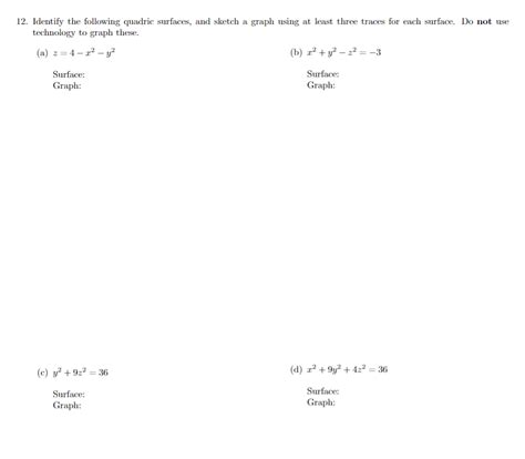 Solved Identify The Following Quadric Surfaces And Chegg