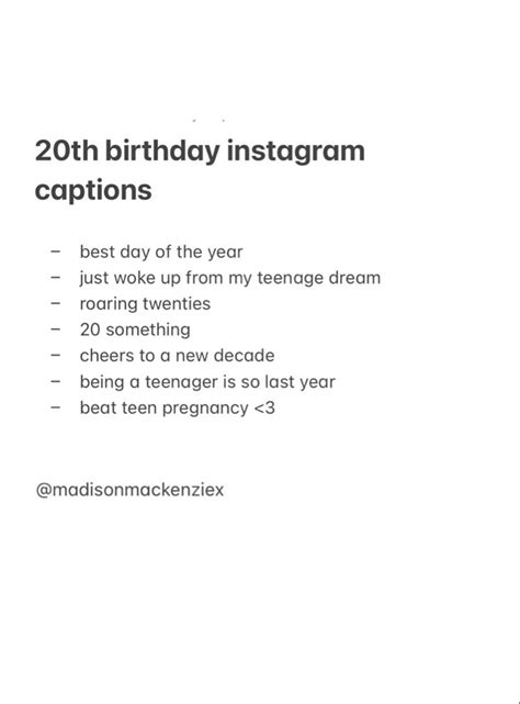 Aesthetic Instagram Captions For 20th Birthday Birthday Captions
