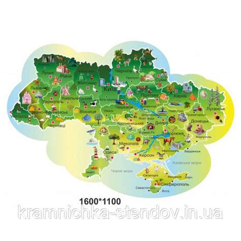 Наклейки на Стіни Карта України для Оформлення Класу Та Коридорів