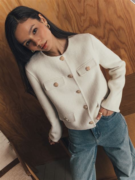 Шерстяной прямой жакет с крупными пуговицами :: LICHI - Online fashion ...