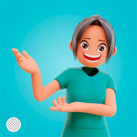 Premium Psd 3d Render Cute Nurse Showing Something