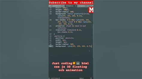 3d floating orb animations html css js coding 💥💻 shorts tranding