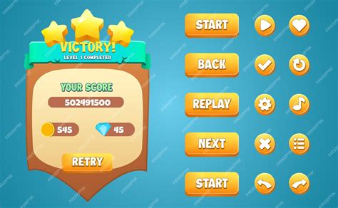 Premium Vector Score Menu Scene Pop Up With Sound Music And Buttons
