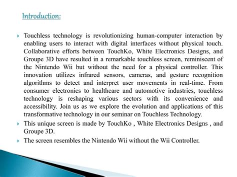 Touchless Touchscreen Technology For Electronics Nd Communictionspptx