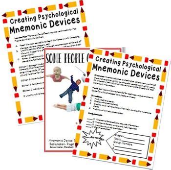 Psychology Memory Unit Mnemonic Device Activity Lesson Plan Rubric Examples Mnemonic Devices