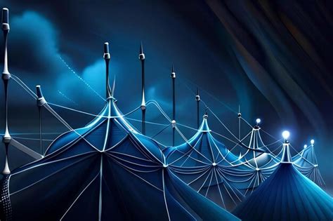 Premium Ai Image Blue Abstract Background With A Network Grid And Particles Connected