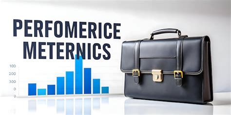 3d Floating Briefcase And Chart With Performance Metrics Text Concept