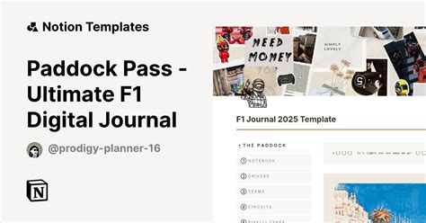 Paddock Pass Ultimate F1 Digital Journal Template Notion Marketplace