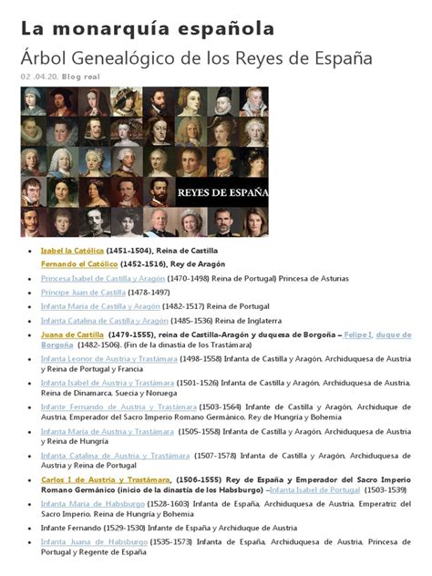 Árbol Genealógico De La Monarquía Española Pdf Casa De Los