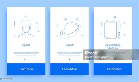플랫 아이콘으로 모바일 앱 페이지 화면을 타고 요리 개념 Ux Ui 디자인 템플릿 벡터 일러스트레이션 0명에 대한 스톡 벡터 아트 및 기타 이미지 Istock