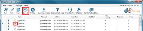 sending job configuration to support doforms support