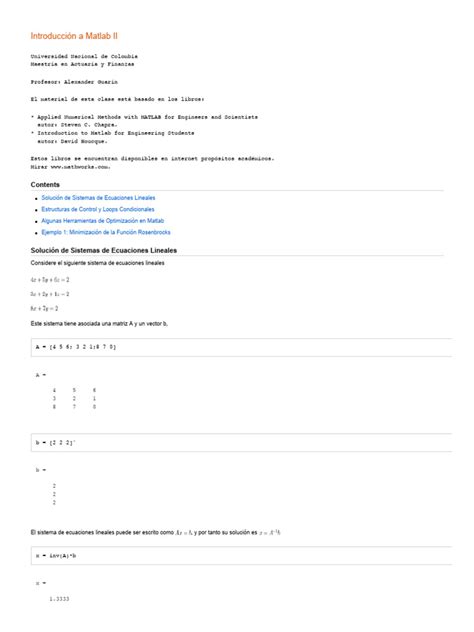Matlab Ii Pdf Ecuaciones Algoritmos