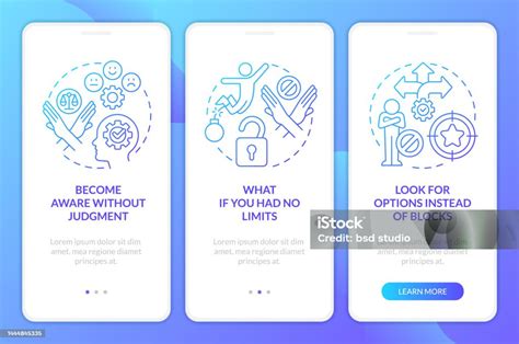 Break Mindset Limitations Blue Gradient Onboarding Mobile App Screen Stock Illustration