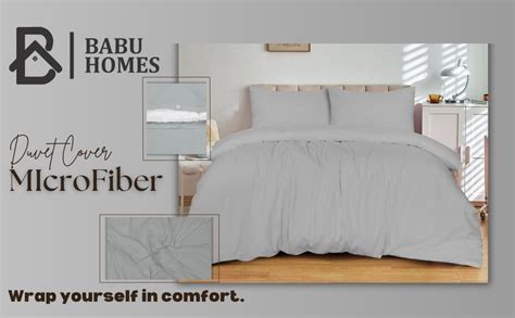 Babu Homes Duvet Cover Set 3 Piece Quilt Cover Brushed Microfibre Plain Bed Set With Pillowcases