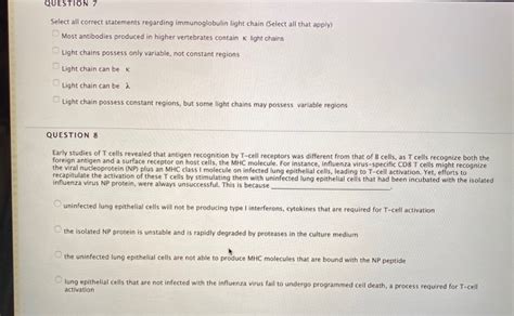 Solved Question 7 Select All Correct Statements Regarding