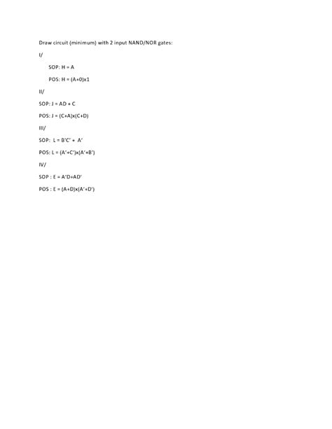 Solved Draw Circuit Minimum With Input Nand Nor Gates Chegg
