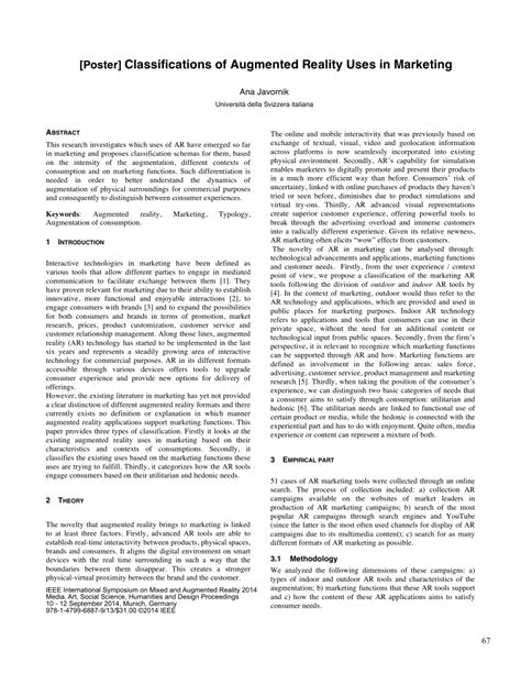 Pdf Classifications Of Augmented Reality Uses In Marketing