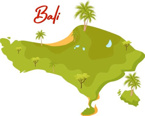 Bali Symbols And Landmarks With Volcano Map Vector Image