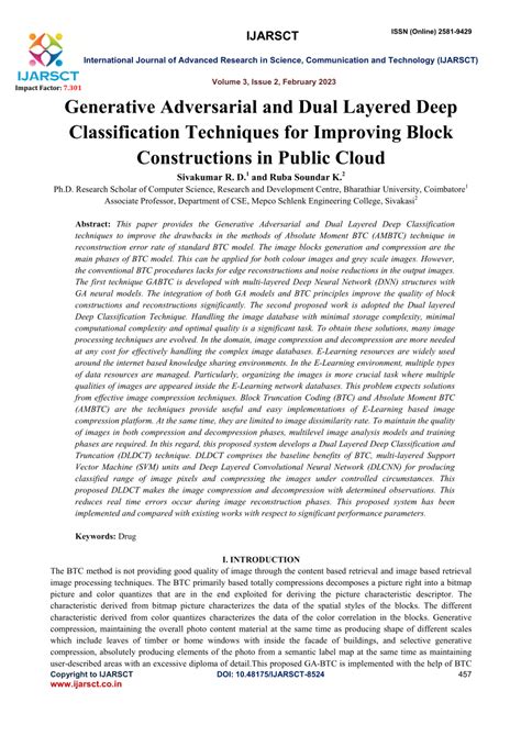 Pdf Generative Adversarial And Dual Layered Deep Classification Techniques For Improving Block