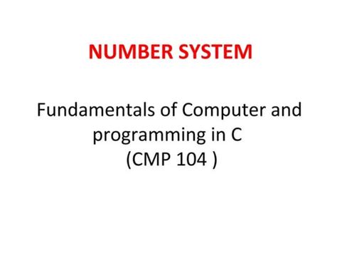 Number System In Computer Ppt
