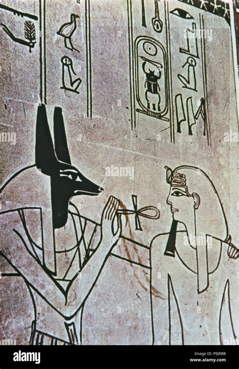 Fresco From The Tomb Of Amenhotep Ii Represented With God Anubis Part
