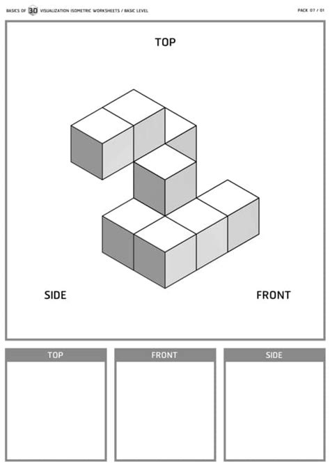 Basics Of 3d Visualization Isometric Drawing Worksheets Basic Level